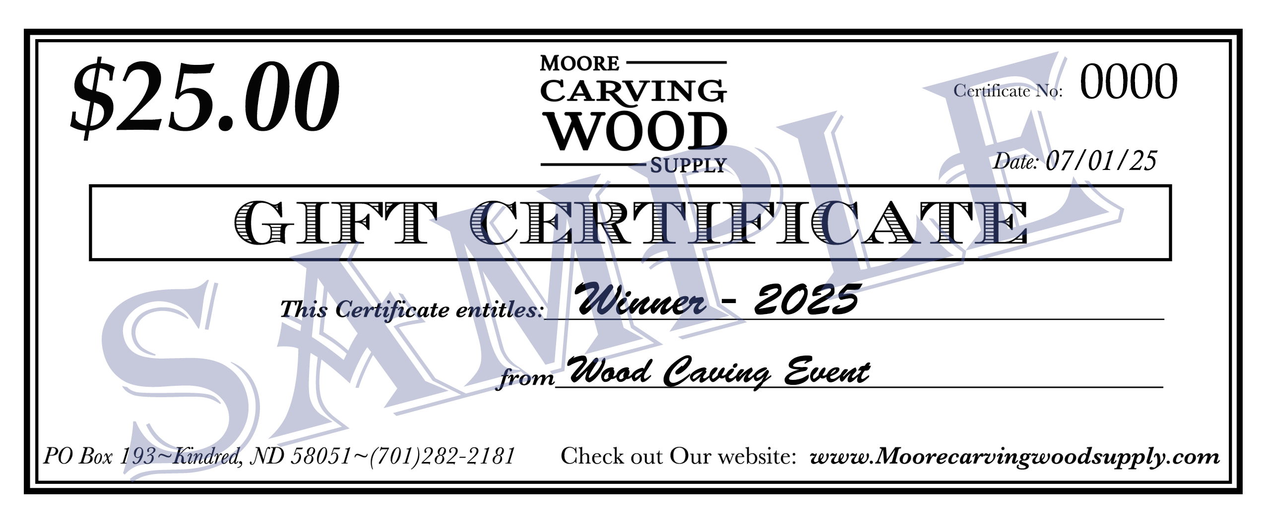 GIFT CERTIFICATES Available $25, $50, $75 & $100 – Moore Carving Wood ...